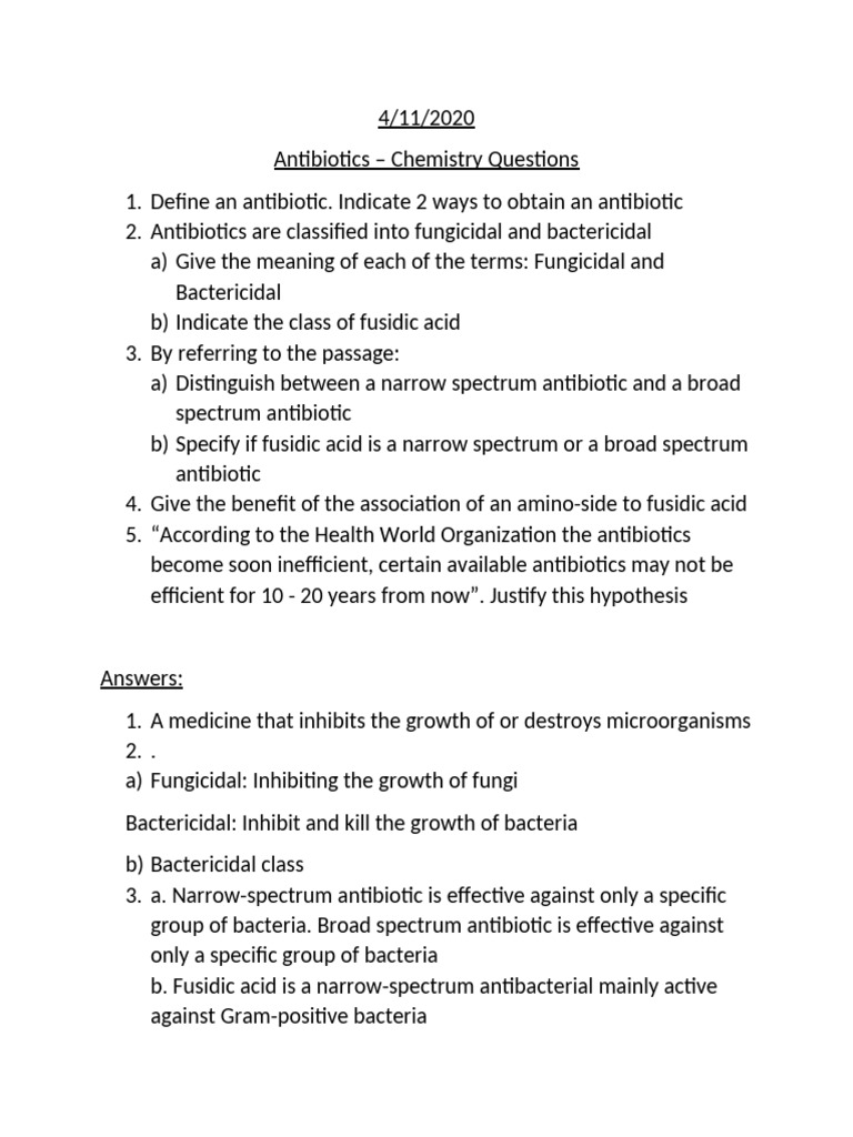 Antibiotics: Types, Functions, and Resistance | PDF