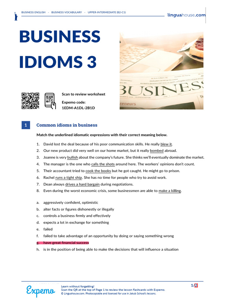 Business Idioms 3 American English Student B2 C1 | PDF