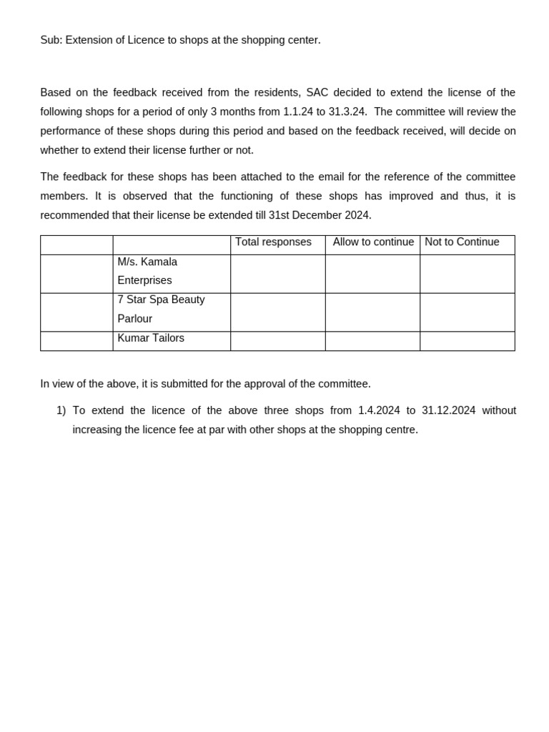 License Extension for Shopping Center Shops | PDF | Finance & Money ...