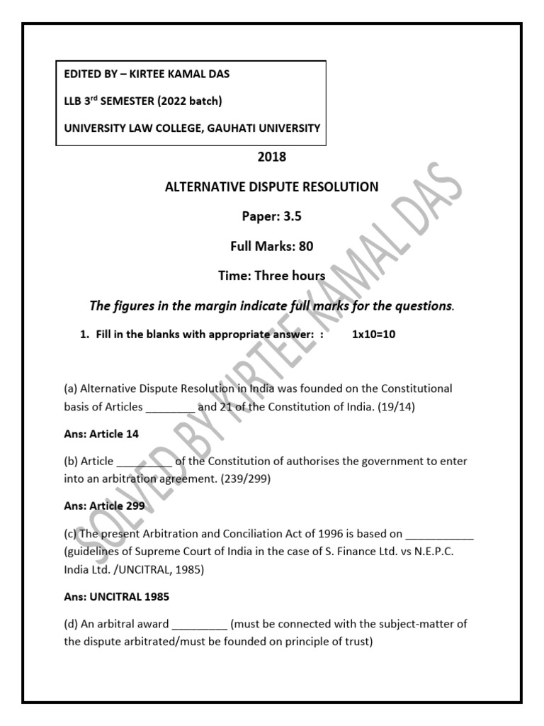 Alternative Dispute Resolution Overview | PDF | Alternative Dispute ...