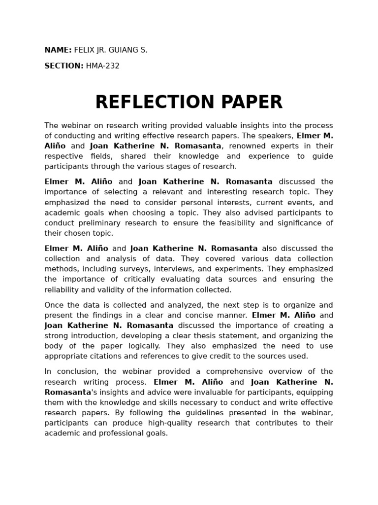 Guiang Webinar REFLECTION | PDF