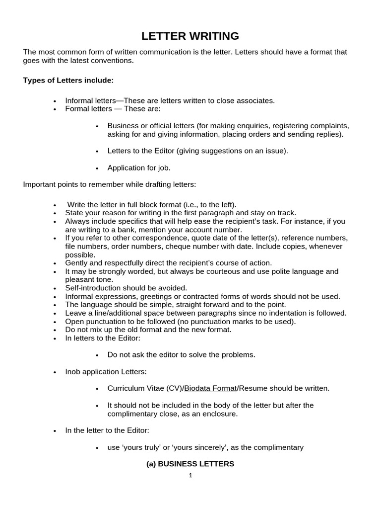 Letter Writing | PDF | Paragraph