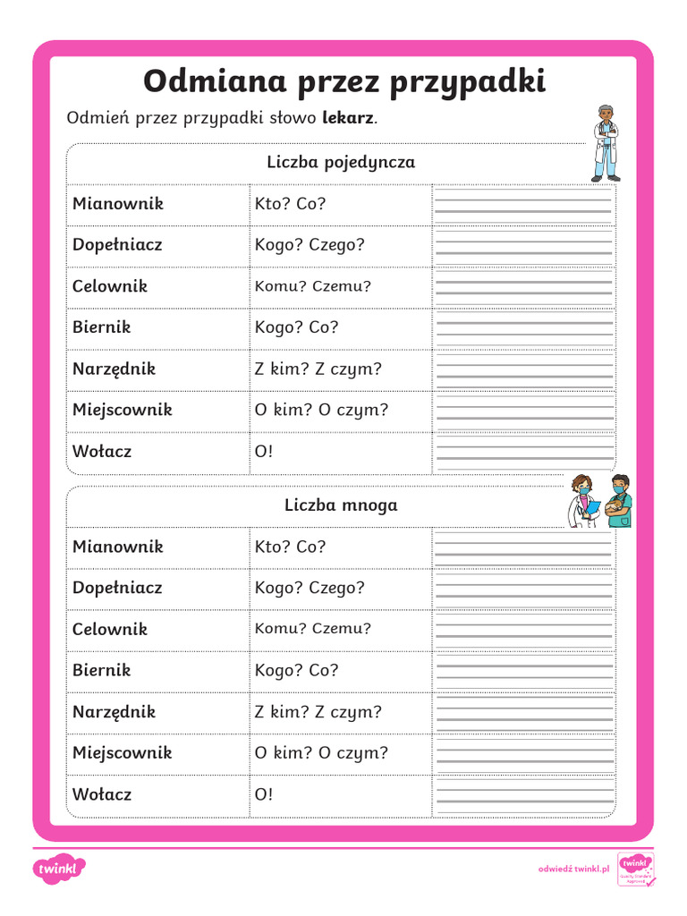 Po JP 1657791992 Odmiana Rzeczownika Przez Przypadki Karta Pracy Ver 1 ...