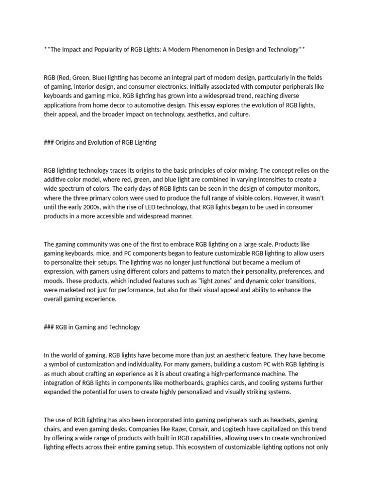 The Impact and Popularity of RGB Lights | PDF | Rgb Color Model | Color