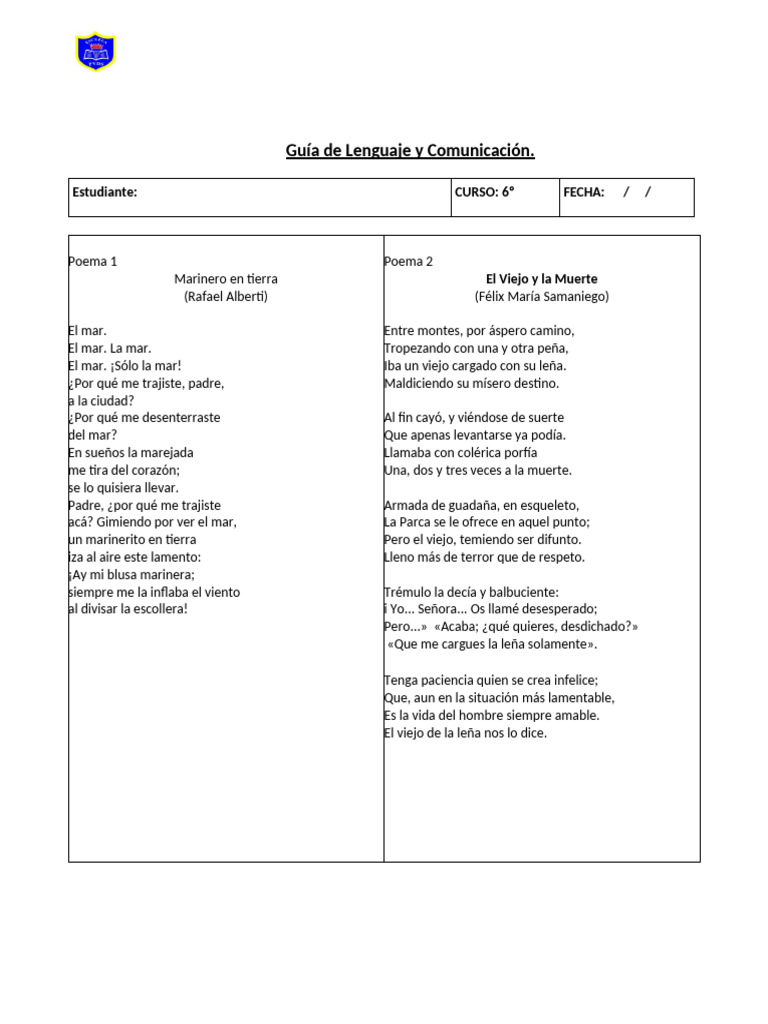 Textos Poéticos 6°básico 2023 | PDF