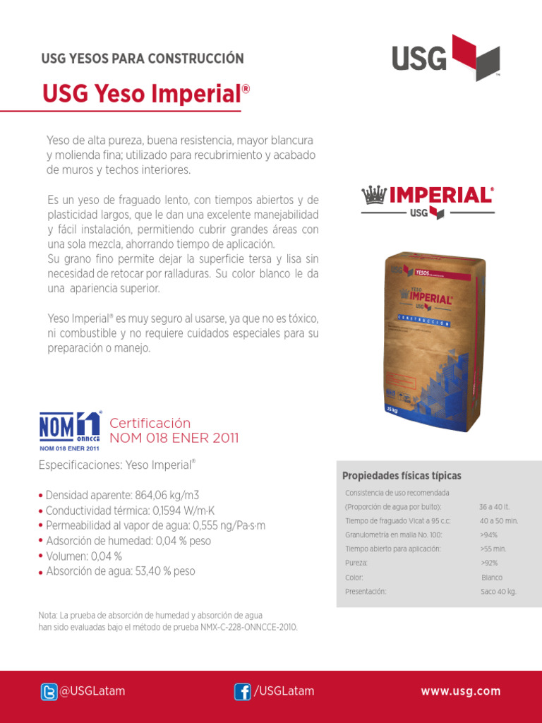 Usg Yeso Imperial Submittal Spanish MX | PDF | Yeso | Agua