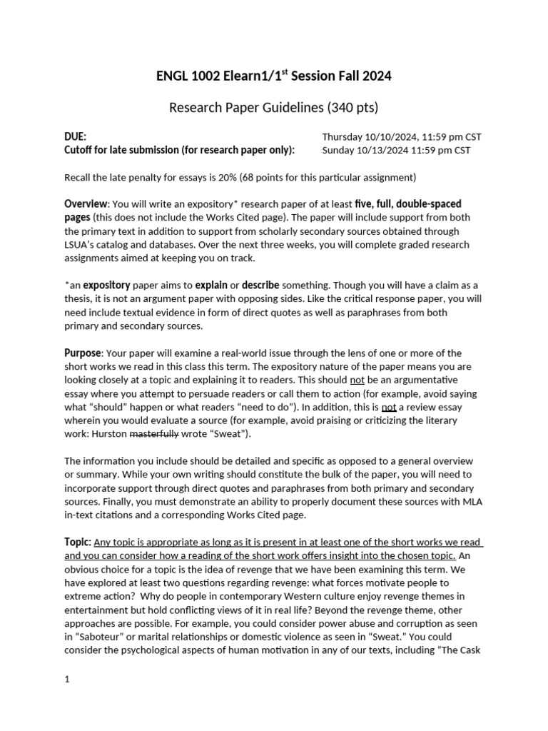 ENGL 1002 Research Paper Guidelines | PDF | Essays | Turnitin