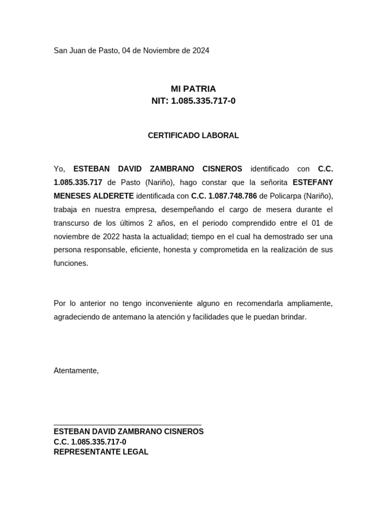 Constancia Laboral | PDF