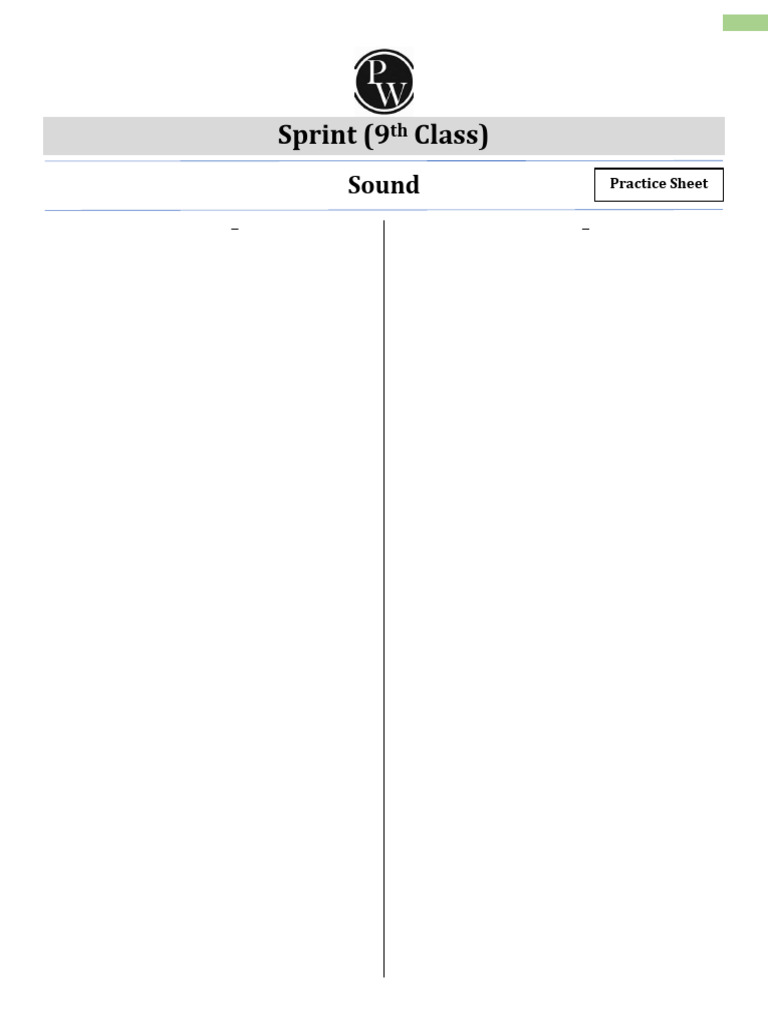 Practice Sheet Pdf Pdf Sound Waves