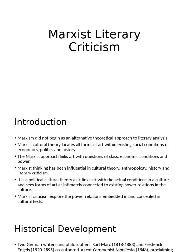 Marxist Literary Criticism | PDF | Marxism | Ideologies