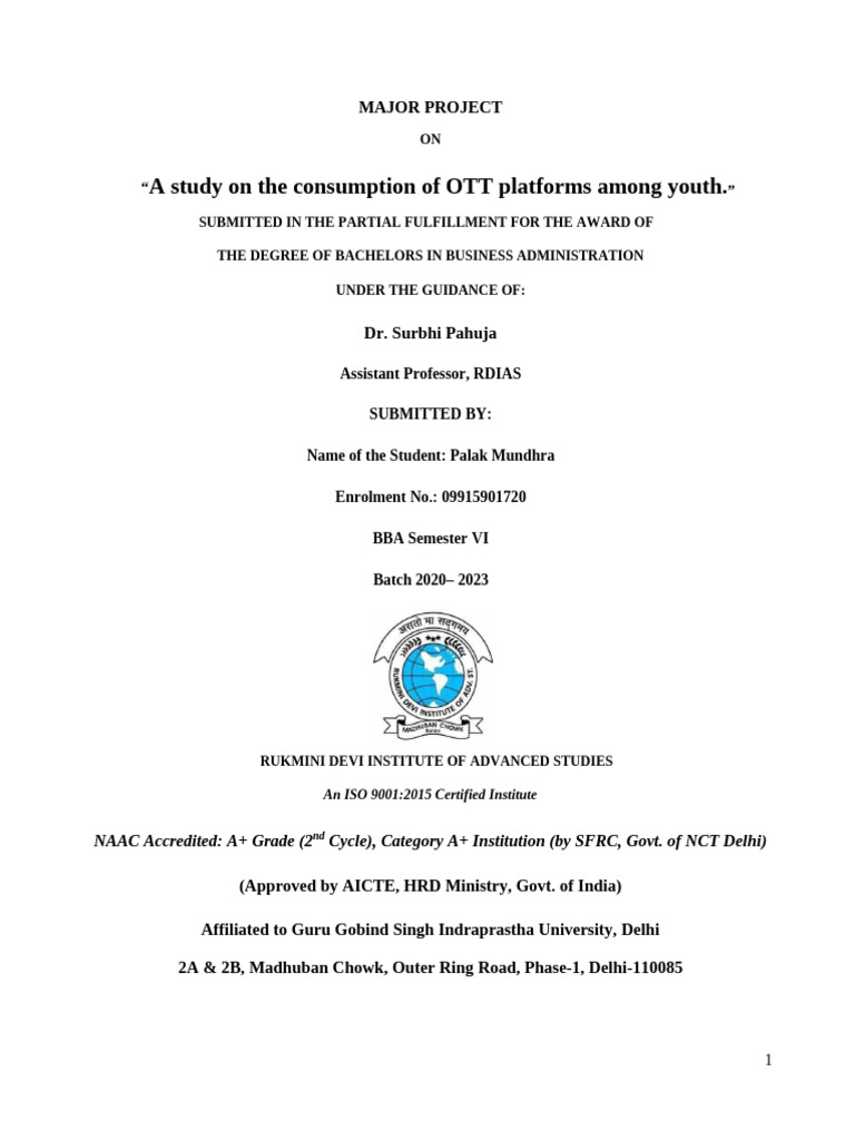 project Final (1) (2) | PDF | Video On Demand | Advertising