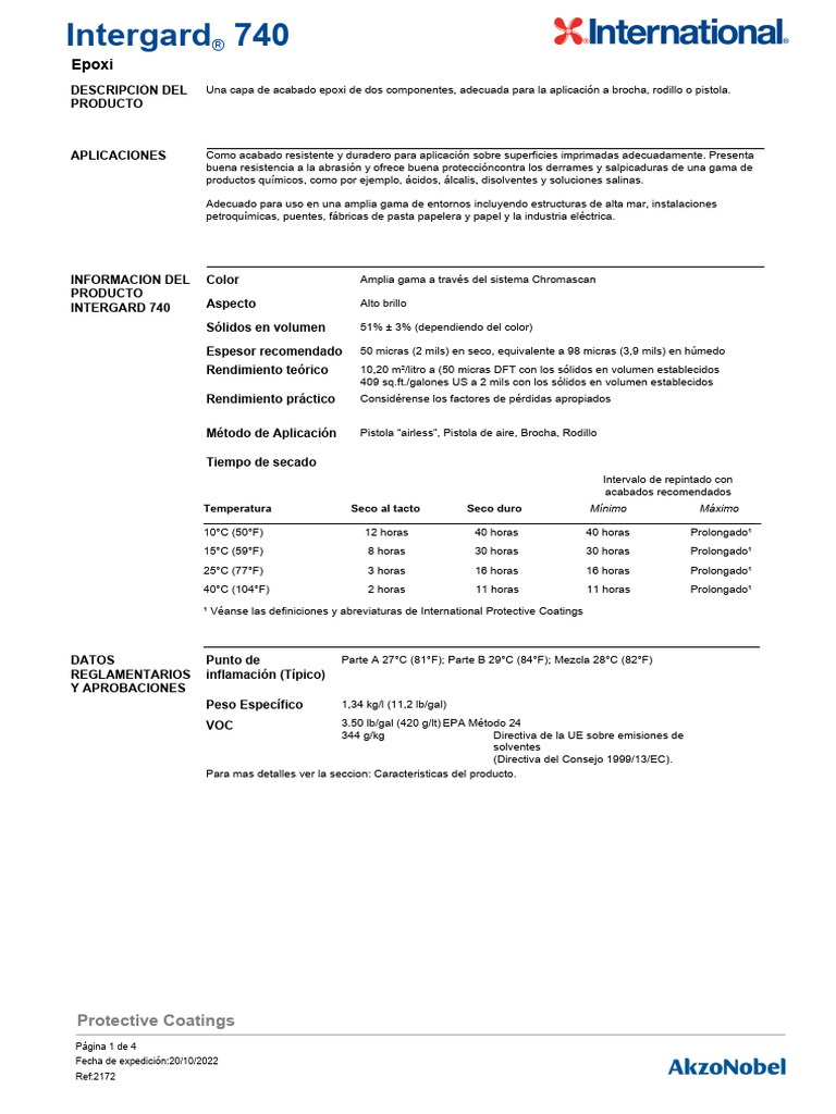 Intergard 740 Ficha Técnica | PDF | Hormigón | Epoxy