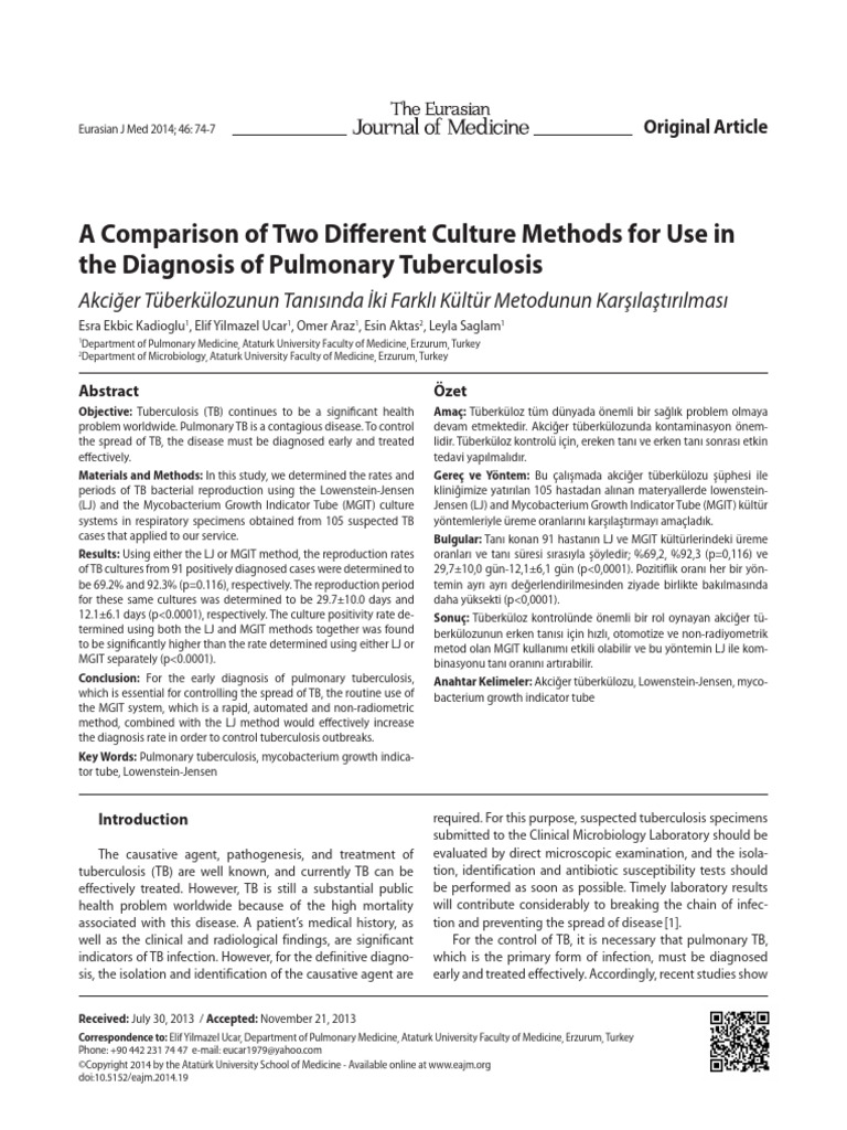 A Comparison of Two Different Culture Methods For Use in | PDF ...