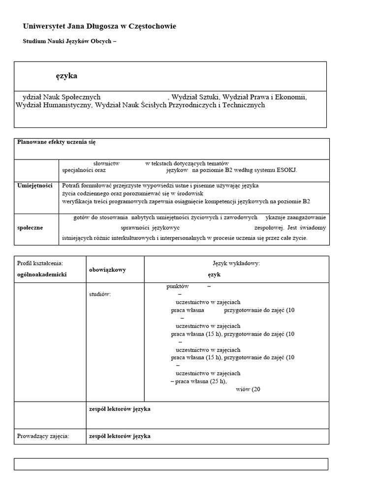 Karta Przedmiotu | PDF