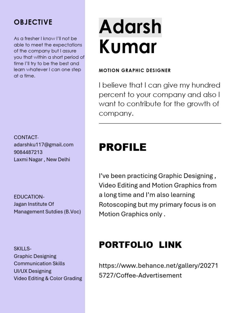 Adarsh Kumar: Profile | PDF | Career & Growth