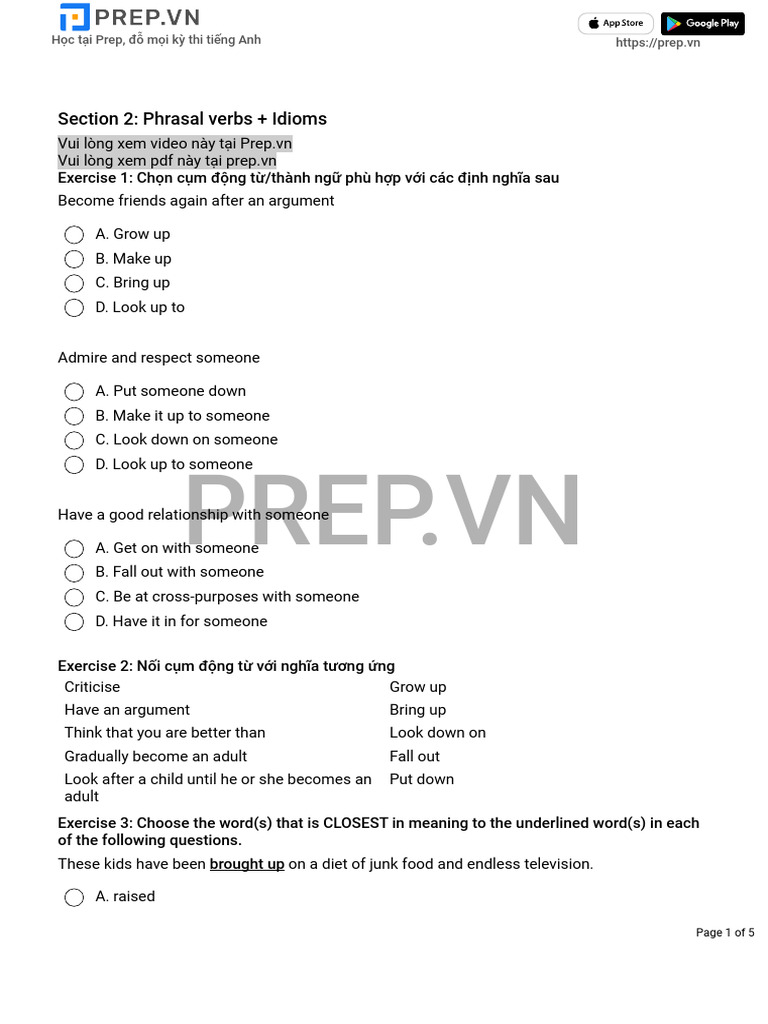 Prep - VN | PDF | Syntax | Grammar