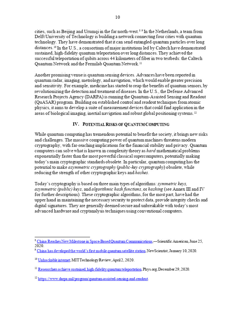 Quantum Computing and The Financial System - Spooky Action at A Distance - , WP - 21 - 71, March ...