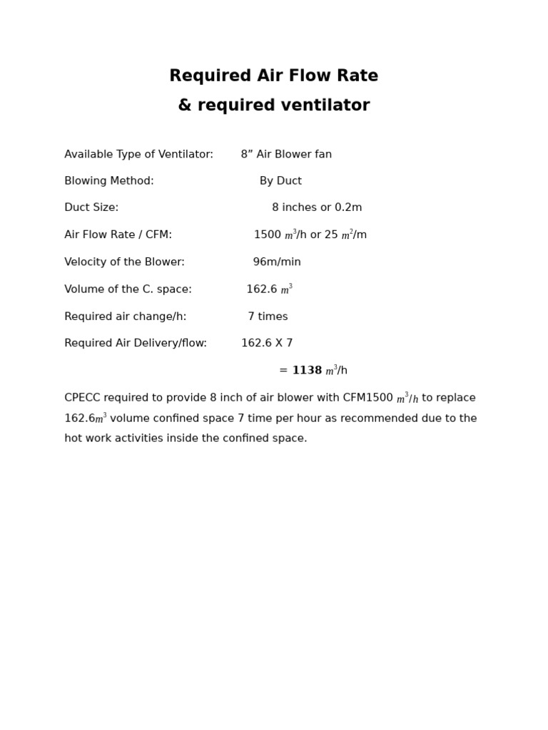 Air Flow Rate Calculation | PDF