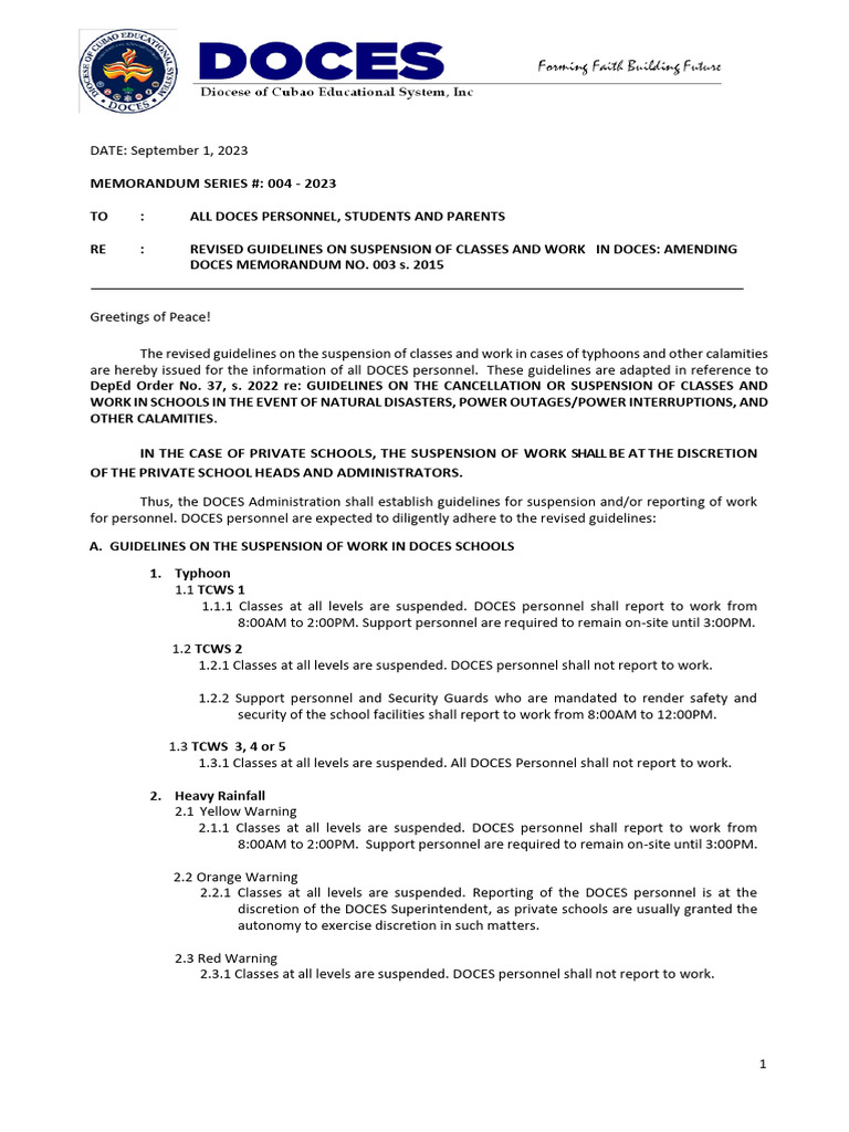PDF - Revised Guidelines Suspension of Classes & Work in Doces - Amending Memo No.003-s.-2015 ...