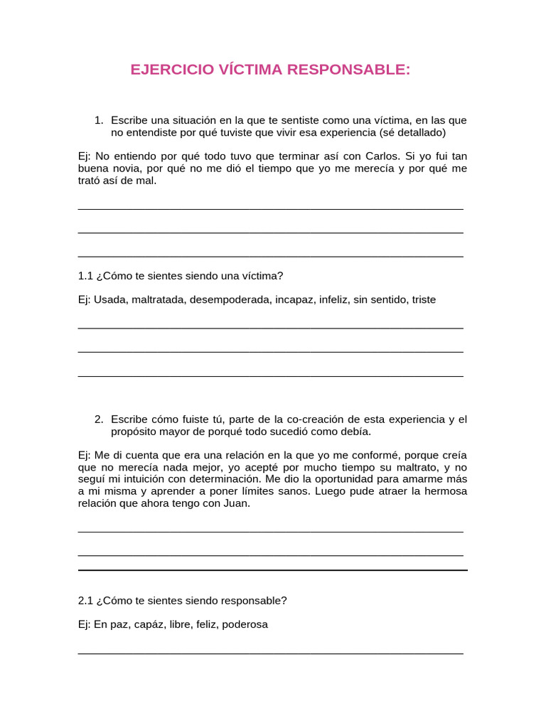 Ejercicio Vi Ctima Responsable | PDF | Salud y bienestar