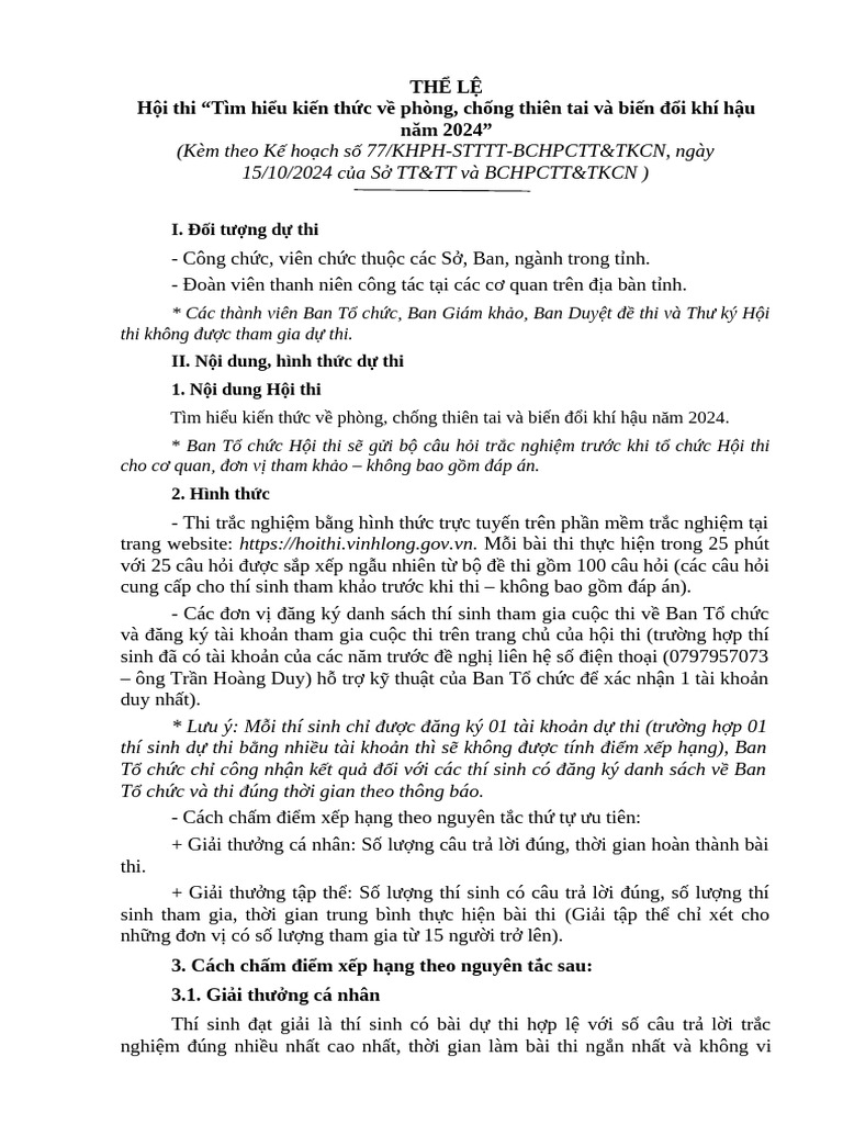 The Le Cuoc Thi Tim Hieu Kien Thuc PCTT 2024 057 | PDF