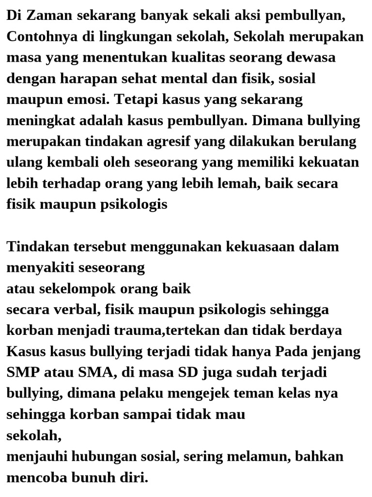 Di Zaman Sekarang Banyak Sekali Aksi Pembullyan, Contohnya Di ...