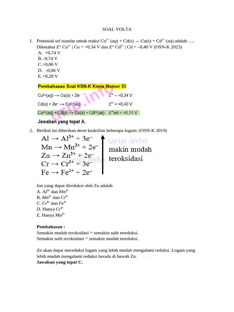 13 Soal Sel Volta Pem | PDF