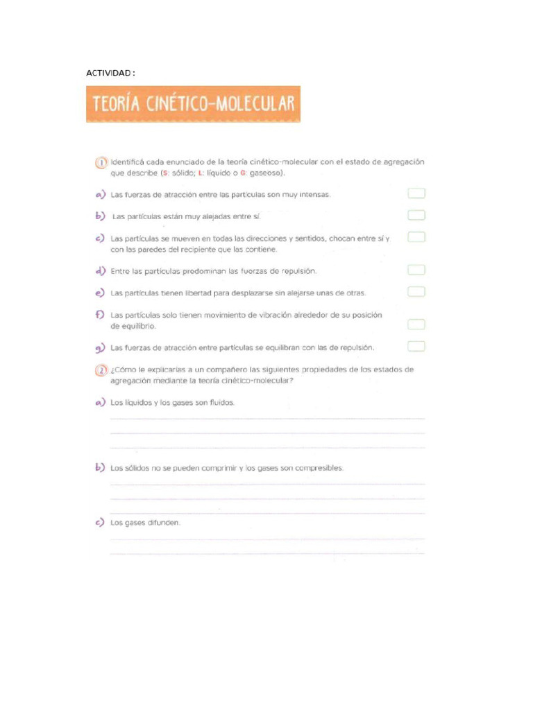 Actividad 4 Teoria Cinetico Molecular | PDF