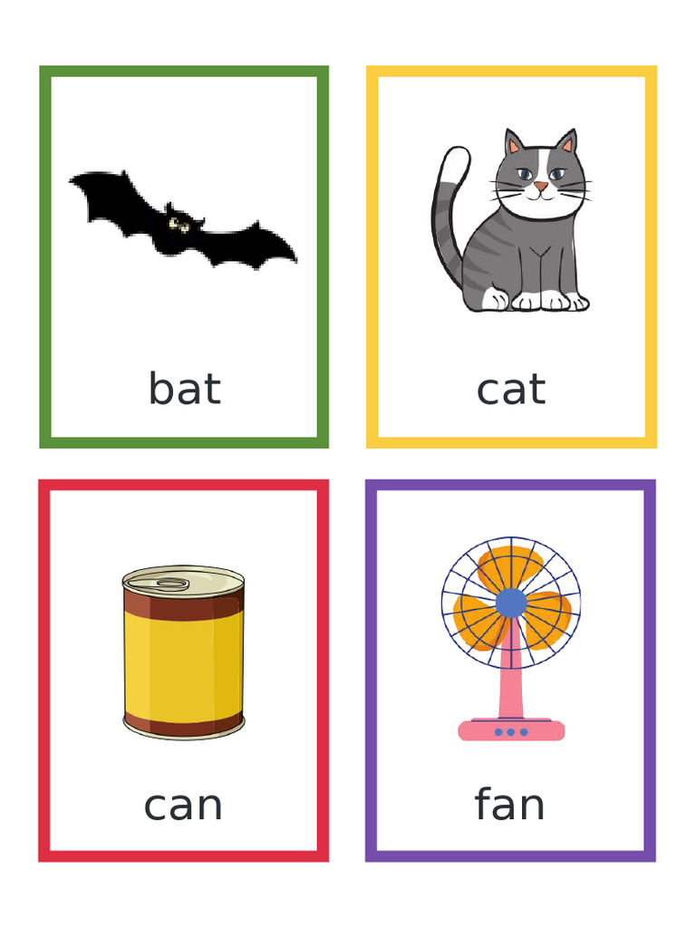 Colorful Short A CVC Word Cards (Document (A4) ) | PDF
