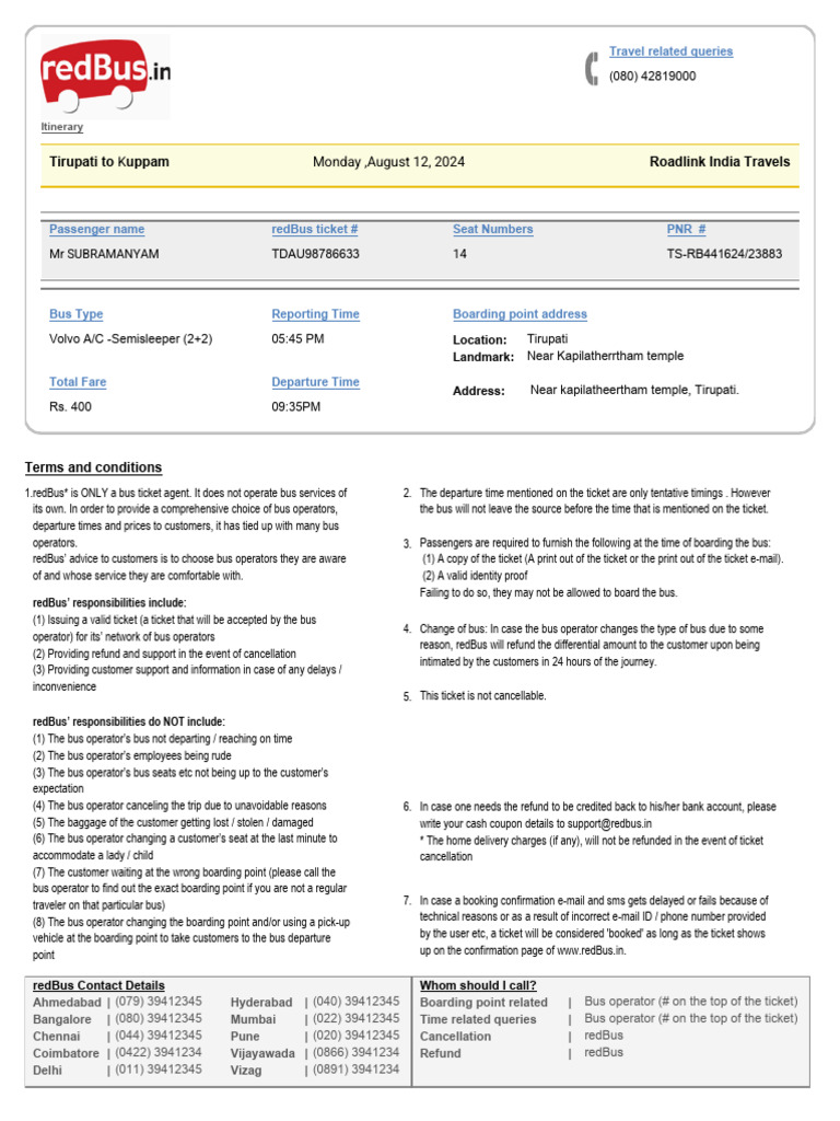 Red Bus Ticket | PDF | Transport | Public Transport