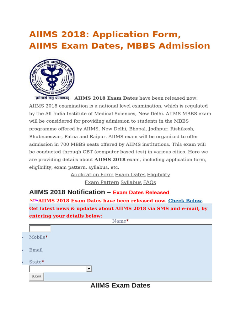 Aiims 2018 | PDF | Chemistry | Physics