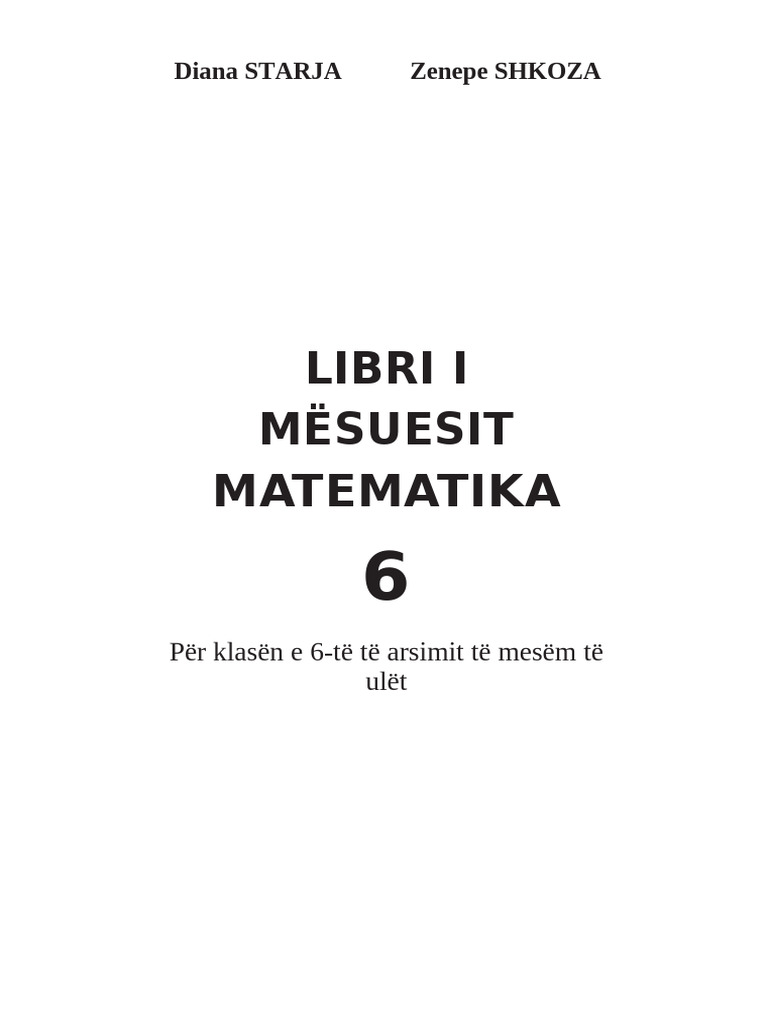 Matem 6 Libri I Mësuesit Format A4 Per Mesuesit | PDF