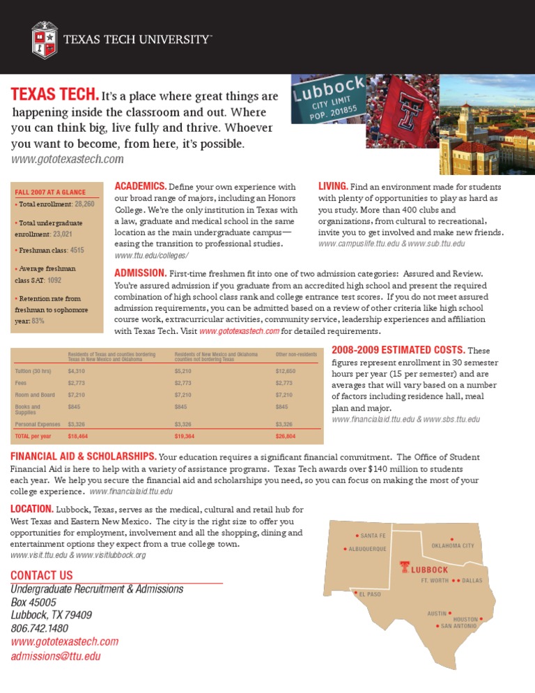 Texas Tech | PDF | University And College Admission | University Of ...