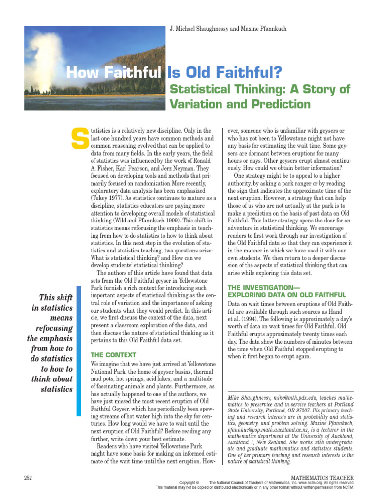 How Faithful Is Old FaithFul? | PDF | Histogram | Thought