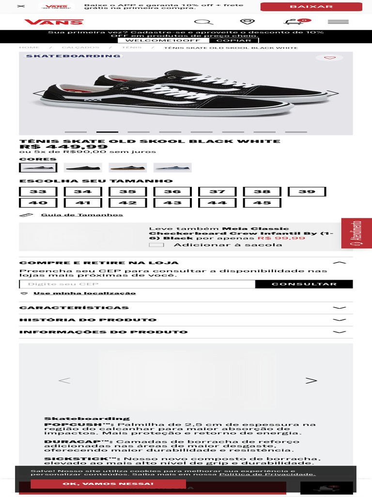 Tênis Skate Old Skool Black White Vans | PDF