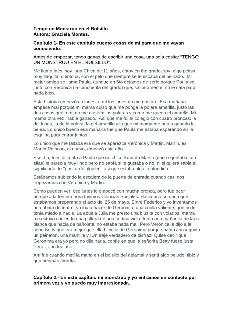 Tengo Un Monstruo en El Bolsillo Resumen | PDF | Ficciones de misterio ...