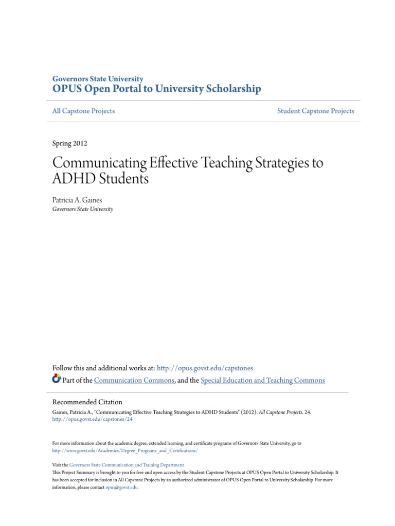 Teaching ADHD Students Effectively | PDF | Teachers | Attention Deficit ...