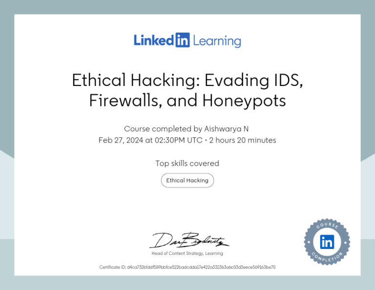 LinkedIn Learning Certificate | PDF