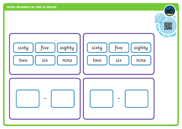 Step 6 Write Numbers To 100 in Words-Additional Acitivty Sheet | PDF
