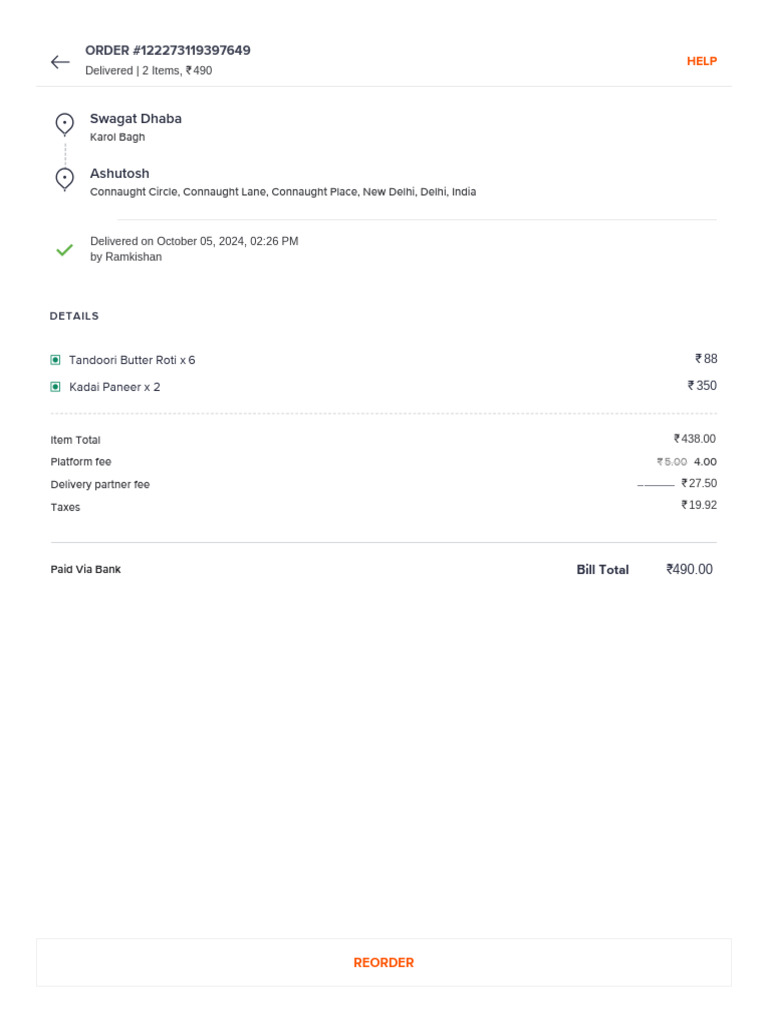 Swiggy Food Bill | PDF