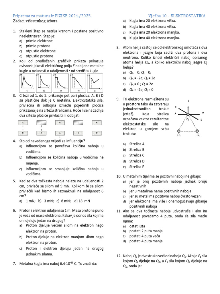 Vjezba 10 - ELEKTROSTATIKA 20242025 | PDF