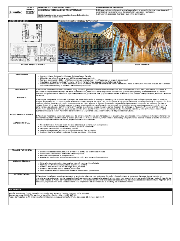 S02H2 Ficha Técnica Comparativa de Obras | PDF | Palacio de Versalles ...