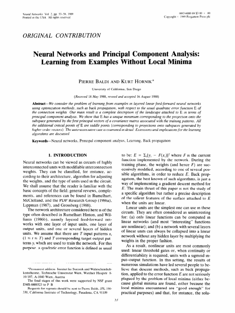 Neural Networks and Principal Component Analysis: Learning From ...