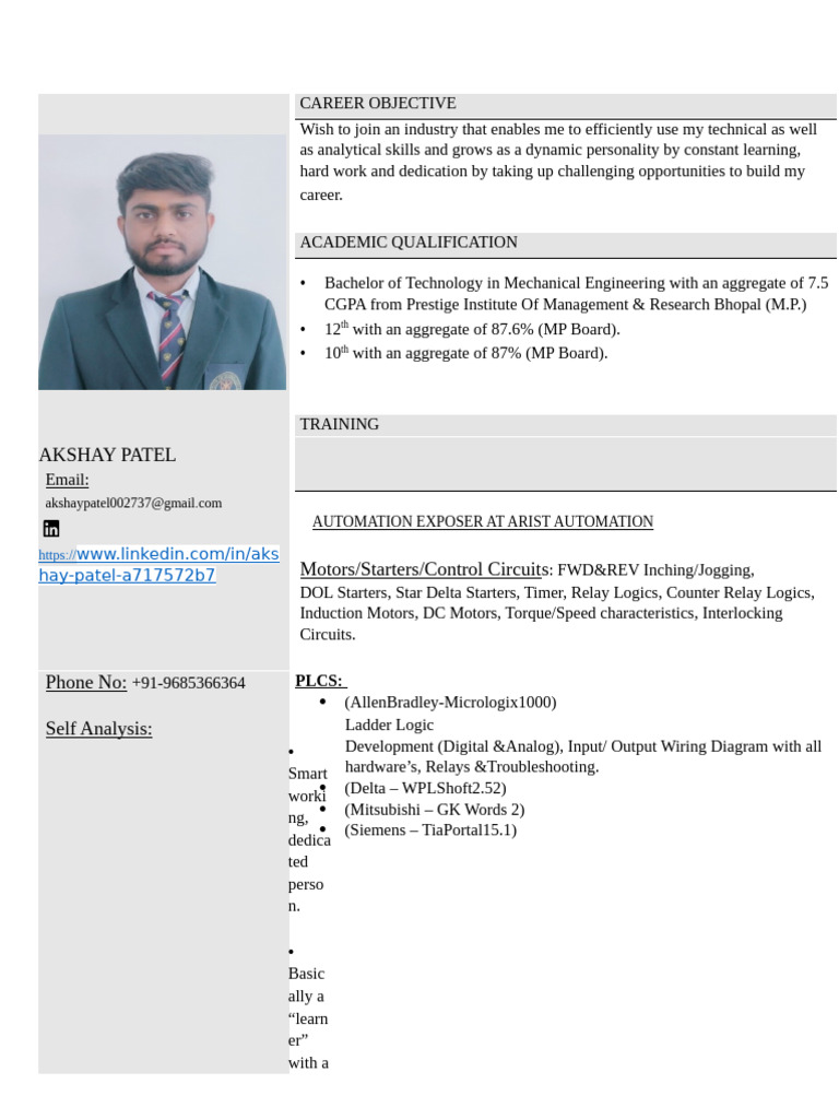 update resume | PDF | Automation | Programmable Logic Controller