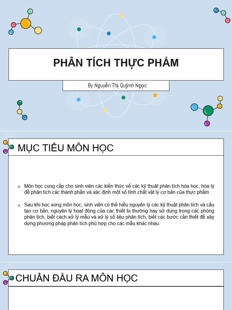Bài 1 Giới thiệu chung về hóa phân tích và phân tích thực phẩm HK241 bảng in | PDF