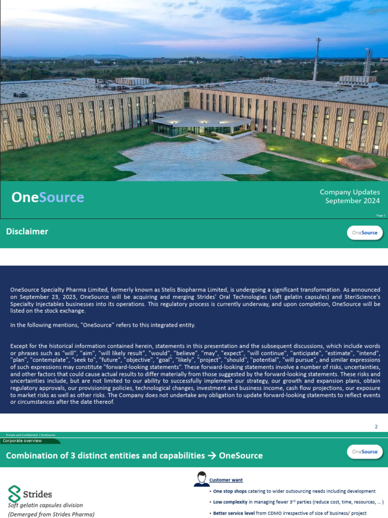 OneSource Corporate Deck 26 Sep 2024 | PDF | Food And Drug ...