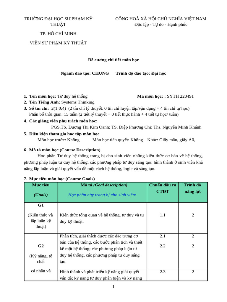 3.Đề cương môn học TDHT | PDF