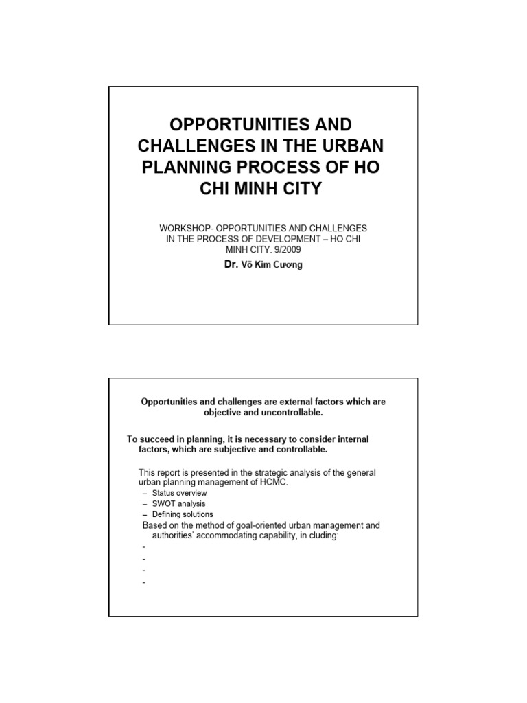Oppurtunities and Challenges in The Urban Planning Process | PDF | Swot ...