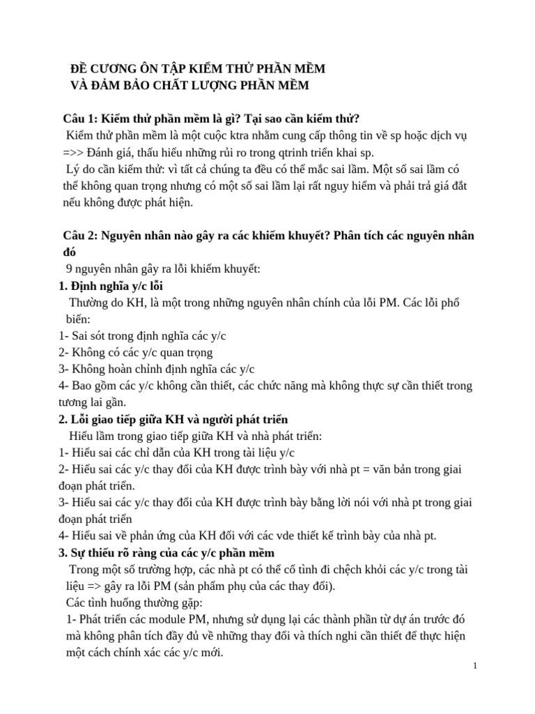 Đề cương ktpm | PDF