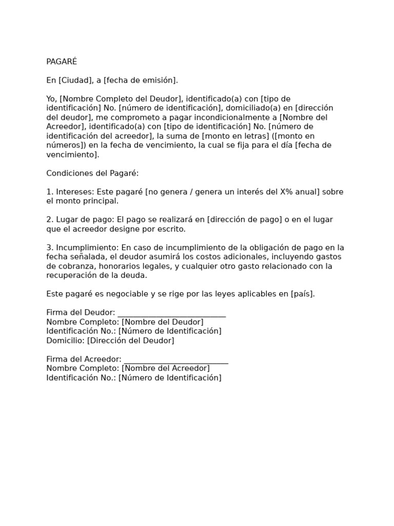 Modelo PAGARÉ | PDF